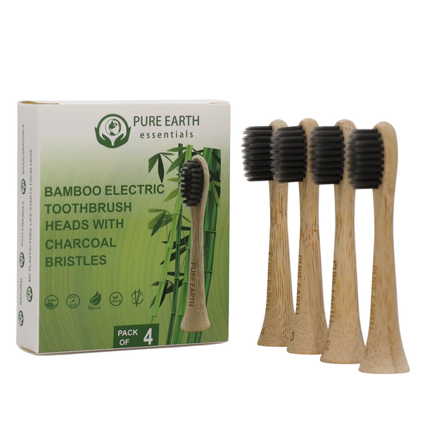 Bamboo Electric Toothbrush Heads for Phlips Sonicare Set of 4 Pure Earth Essentials