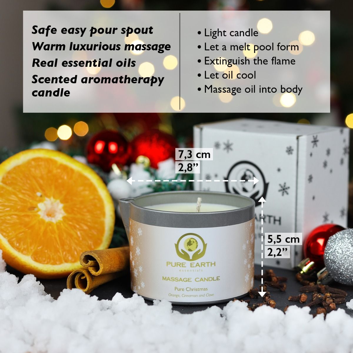 Pure Christmas Massage Candle with Orange, Clove, and Cinnamon – Pure ...